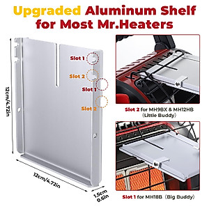 Wood Stove Fan Bracket for Mr Heater Buddy, Multi-Purpose Mr Heater Holder for Fireplace Fan/Heated Stuff Shelf, Stand with Clip for Little Buddy and Big Buddy, Outdoor Heater Buddy Accessories