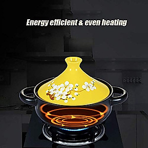 JINXIU Casserole Cooking Tagine Pot, 20Cm Tagine Pot Cookware Casserole Pots with Lids Medium Simple Cooking Tagine Lead Free for Home Kitchen 1.5L,