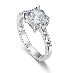 ZLAEBL 2.24 Carat (ctw) moissanite Engagement Rings for Women Princess Cut moissanite Rings Platinum Plated Silver Rings Wedding Band for Women Gifts Diamond Rings,9