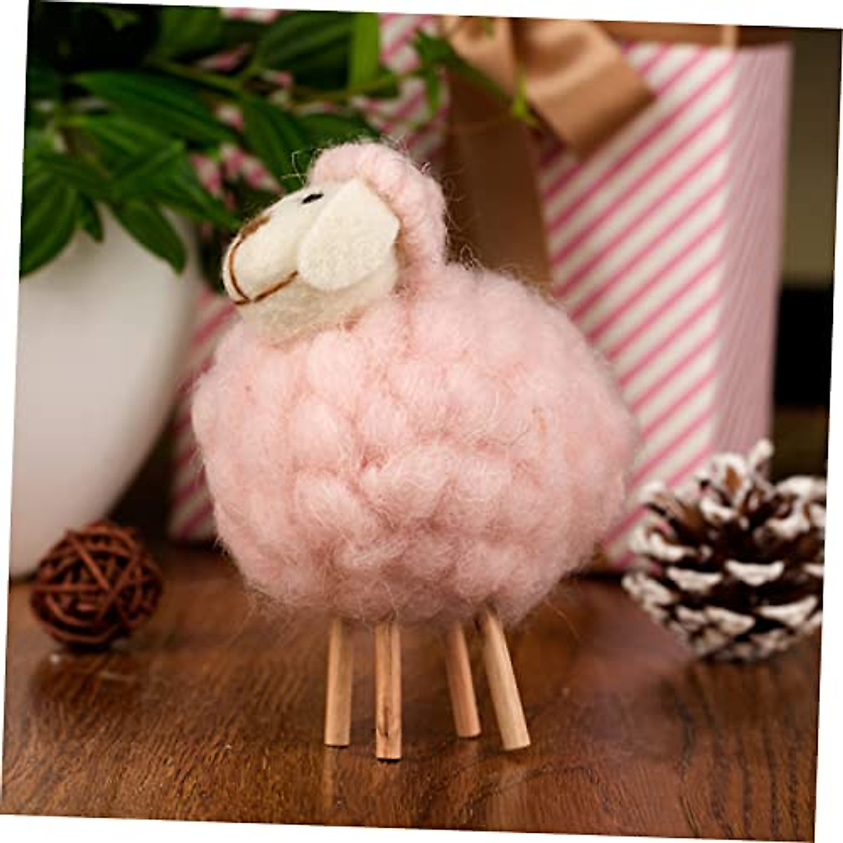 Abaodam Little Sheep Ornament Plushie Mini Dolls Desktop Fluffy Sheep Mini Sheep Statue Xmas Sheep Ornament Desktop Sheep Doll Felt Sheep Doll Crafts Christmas Sheep Decoration