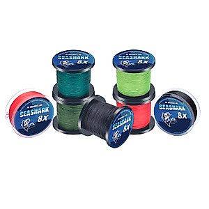 Seashark Braided Fishing Line Color Never Fade 8 Strands Super Strong PE Fishing Line (Black, 20lb 0.20mm-100m/109Yards)