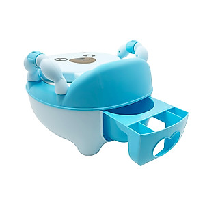 HTTMT- Baby Kids Blue Bear Portable Potty Training Toilet Seat With Pad Toddler Lovely Toilet Comfortable Soft Seat Stool Chair [P/N: ET-BABY003-BLUE]