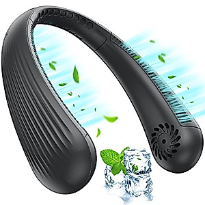 Neck Fan, 6000mAh Portable Fan Personal Fan Hands Free Bladeless Neck Fan 3 Speeds Adjustment 360° Cooling USB Wearable Fan Rechargable Hanging Neck Fan for Women, Men, Office, Travel, Outdoor