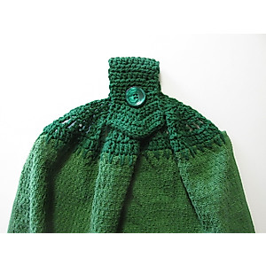 Dark Green Kitchen Towel - Double Thickness Best Quality Hanging Towel with Dark GreenTop