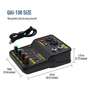 SONICAKE Audio Mixer, Portable USB Mini Sound Board Console, 2 Channel with Sound Card, 48V Phantom Power Compact DJ Mixers for PC & Music Recording, Live Streaming, Podcasting, KTV, Karaoke