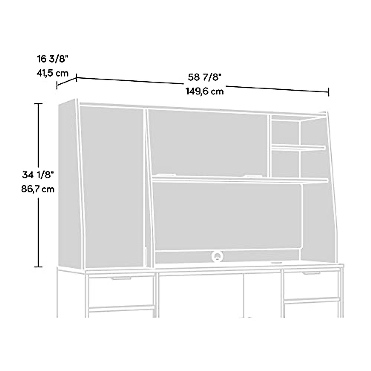 Sauder Clifford Place Hutch, Grand Walnut finish