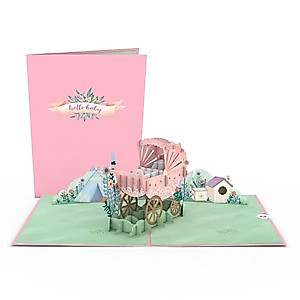 Lovepop Pink Baby Carriage 3-D Pop-Up Greeting Card