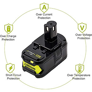 VIRSHX BATT 2Pack 18V 6.0Ah Battery Replacement Compatible with Ryobi 18V Lithium-ion Battery P102 P103 P105 P107 P108 P109 Cordless Tool Battery