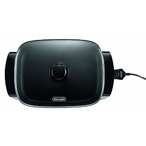 De'Longhi Electric Skillet with Tempered Glass Lid, 16" X 12", Black