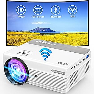 Native 1080P Projector with 120”Screen, THZY WiFi Bluetooth Projector 9500L HD Portable Outdoor Video Projector Support 4K & Zoom Compatible w/ TV Stick HDMI VGA TF USB for Home Cinema Outdoor Movie