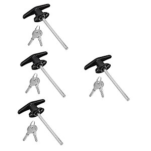 4pcs Handle Lock Replacement Garage Door Lock Shed Door Hardware Shed Door Lock Keyed T-Handle T Handle Assembly Garage Door Hardware T-Handle Garage Door Lock Replacement t Handle