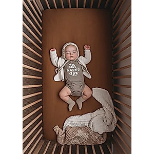 Pobibaby - Single Solid Premium Fitted Baby Crib Sheets for Standard Crib Mattress - Ultra-Soft Cotton Blend, Safe and Snug, and Stylish Solid Crib Sheet (Caramel Brown)