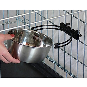 MidWest Homes for Pets Snap'y Fit Food Bowl | Pet Bowl, 20 oz. (2.5 cups) | Dog Bowl Easily Affixes to a Metal Dog Crate, Cat Cage or Bird Cage | Pet Bowl Measures 6L x 6W x 2H Inches,Silver
