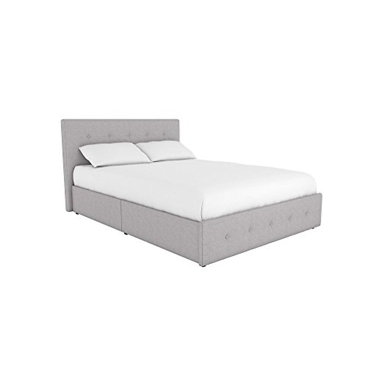 DHP Rose Upholstered Platform Bed with Underbed Storage Drawers and Button Tufted Headboard and Footboard, No Box Spring Needed, Full, Gray Linen