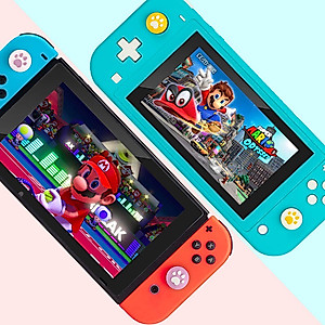 Thumb Grip Joystick Caps for Nintendo Switch/OLED/Lite Console, Cute Cat Paw Shape Kawaii Silicone Joystick Cover Replacement Thumb Grip Covers for Joycon Switch Controller - Purple, 4PCS