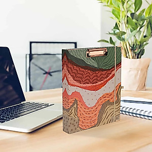 EYROZILL 3 Ring Binder 1 Inch for Letter-Size 8.5" x 11" Paper with 5-Tab Dividers, Cute Three Ring Binder folders with Profile Clipboard for Women School Office Supplies, Desert Camel