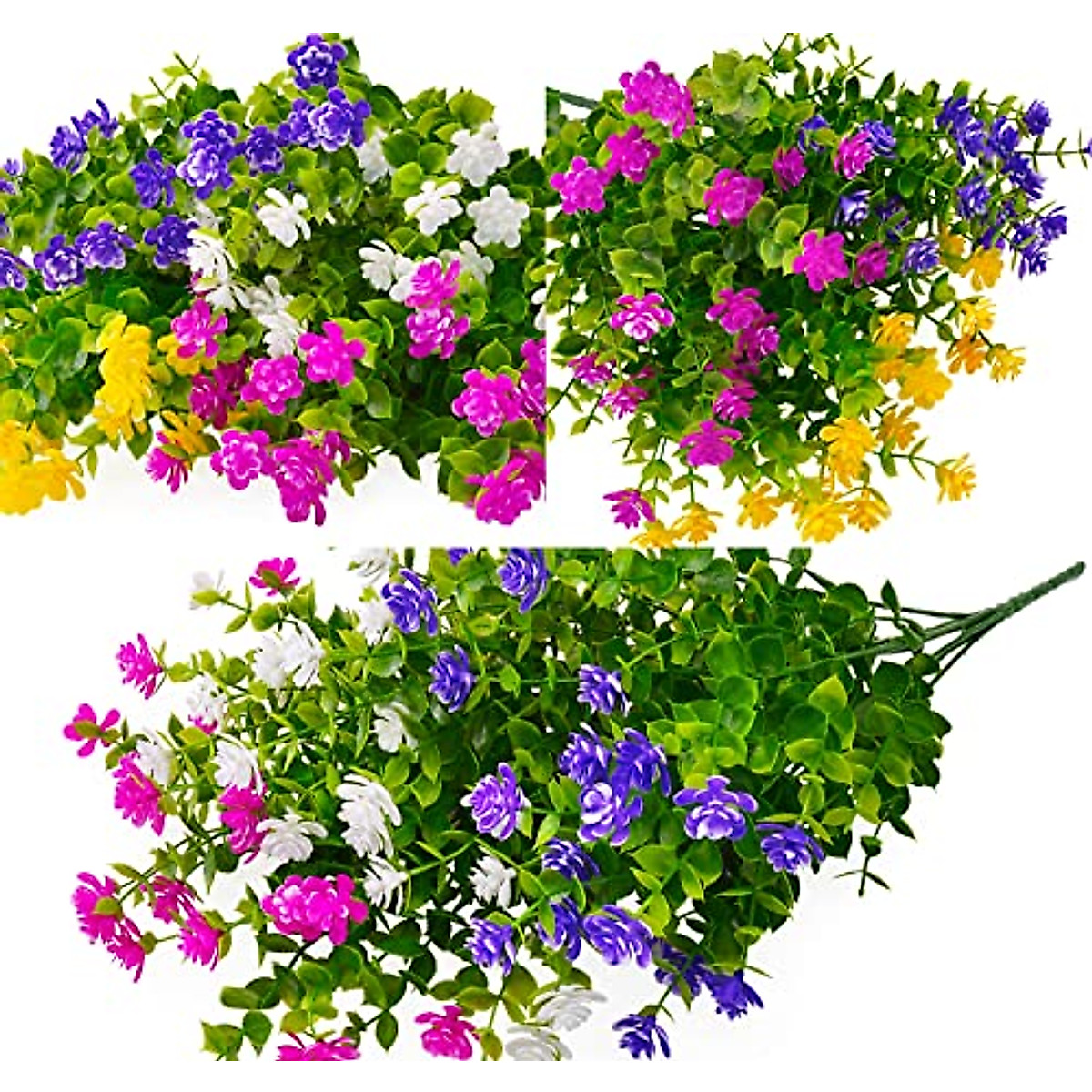 TEMCHY 8 Bundles Artificial Flowers Lifelike No Fade UV Resistant Fake Plastic Flowers Faux Plants for Hanging Planters Outside Porch Window Box Wedding Home Décor - Indoor/Outdoor Use