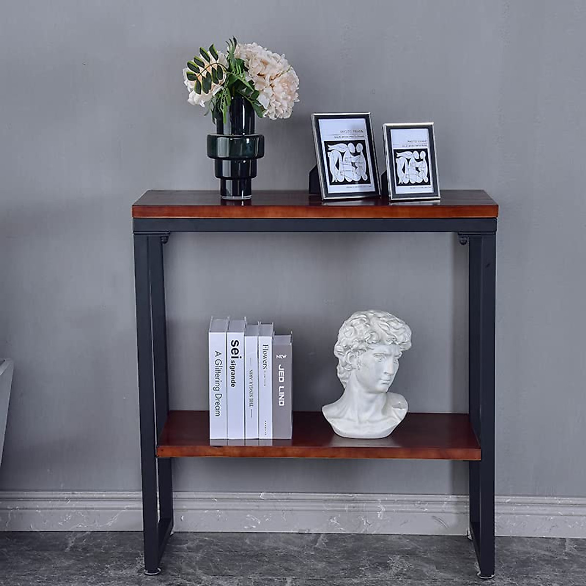 2 Tier Console Table Narrow Table, Narrow Side Table Shelf, Free Standing Rack with Storage Shelves for Living Room, Hallway, Entryway, Kitchen (L31.5—W12—H33.5)