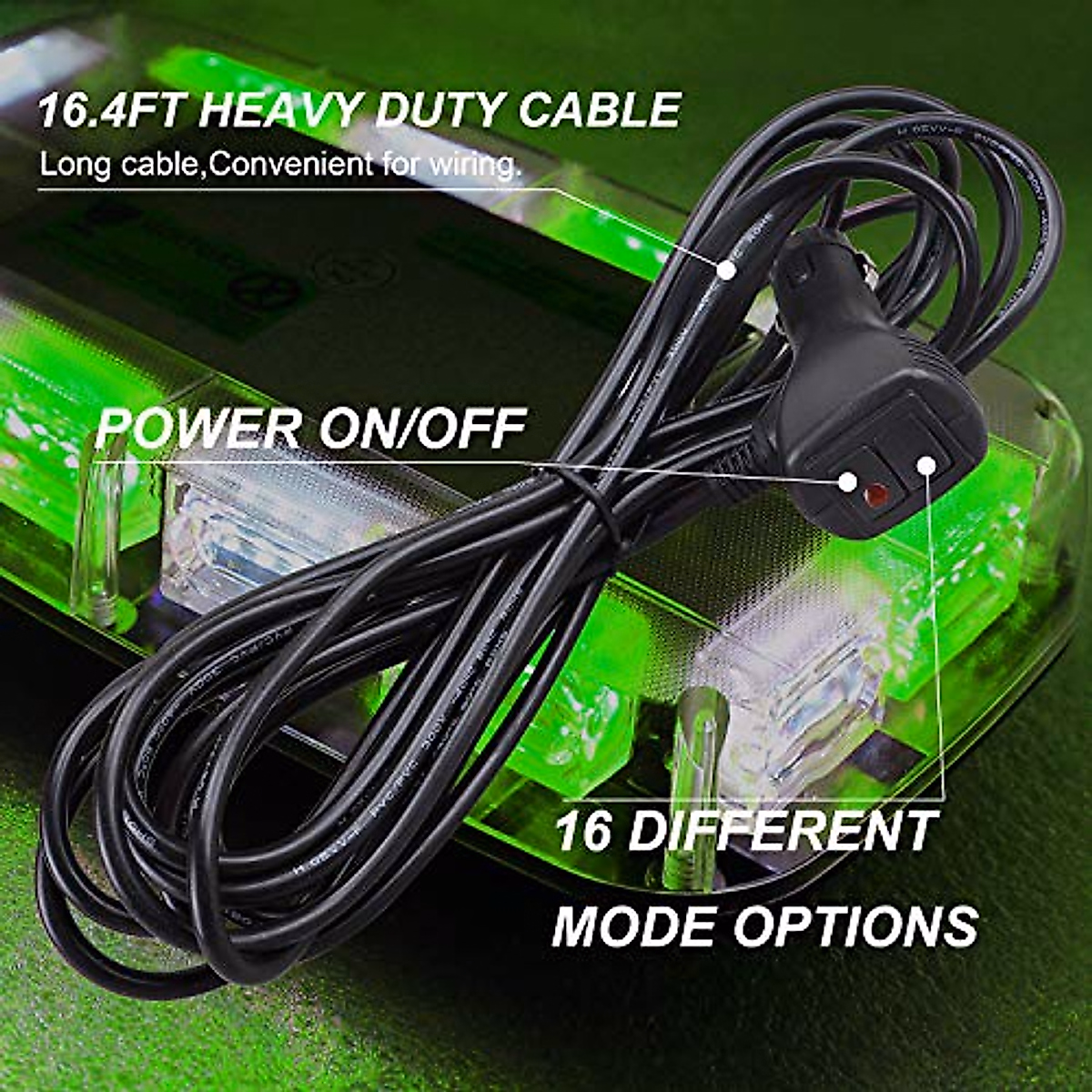 ASPL 48LED Roof Top Strobe Lights, High Visibility Emergency Safety Warning LED Mini Strobe Light bar with Magnetic Base for 12-24V Snow Plow, Trucks, Construction Vehicles (Green/White)