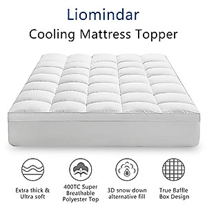 Liomindar King Mattress Topper Extra Thick Mattress Pad Cover Super Soft Breathable Down Alternative Fill Pillow Top Bed Topper with 8-21Inch Deep Pocket