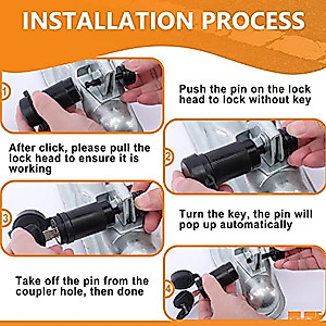 META Hardware Trailer Tongue Lock 1/4" Dia, Trailer Coupler Lock with 7/8 Inch Span Fits Latch-Type Coupler, Solid Coupler Lock with Keys for Towing Boat Truck RV Car Trailer (1Pack)