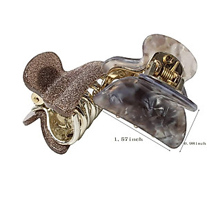 1.57 inch Floral Printed Medium Acrylic Hair Claw Clips for Girls and Women,Plastic No-Slip Grip Jaw Hair Clip Hair Jaw Clamp,Pack of 12 (Color E)