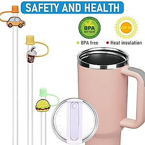 Stanley Cup Lids, 9 Pack Stanley Replacement Lid Accessories for Stanley Tumbler Cup 40 oz 2.0 and Other Tumbler 40 oz, Including Straw Cover Cap, Replacement Straws And Lid Spill Plug (Orchid)