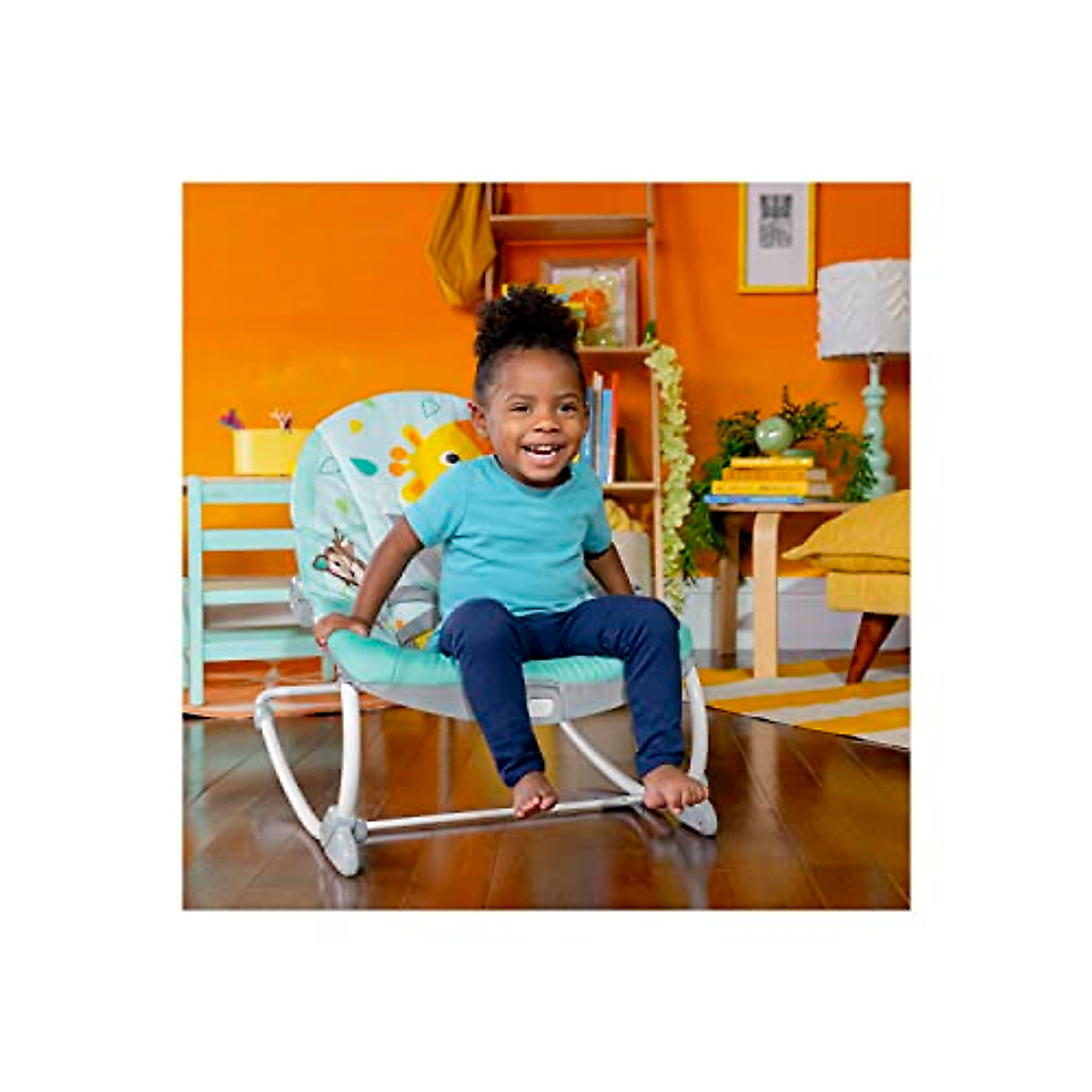 Bright Starts Wild Vibes Infant to Toddler Rocker with Vibrations, Unisex, Newborn +