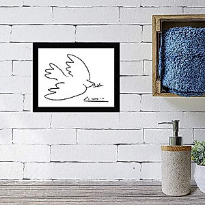 Amanti Art Wood Framed Wall Art Print Dove of Peace by Pablo Picasso (11 in. W x 9 in. H), Svelte Unique Black Frame - X-Small