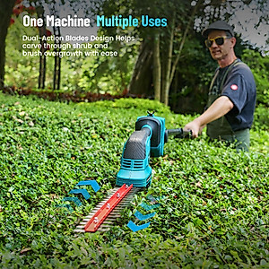 Seesii 6-in-1 Cordless Pole Saw and Pole Hedge Trimmer Grass Shears Combo Kit, Electric Mini Chainsaw with 2*4.0 Ah Batteries, Extension Tree Prunner, Bush Trimmer Limb Branch Cutter, 16ft Long Reach