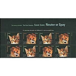 DOG ~ CAT ~ Neuter ~ Spay #3671a Block of 8 x 37¢ US Postage Stamps