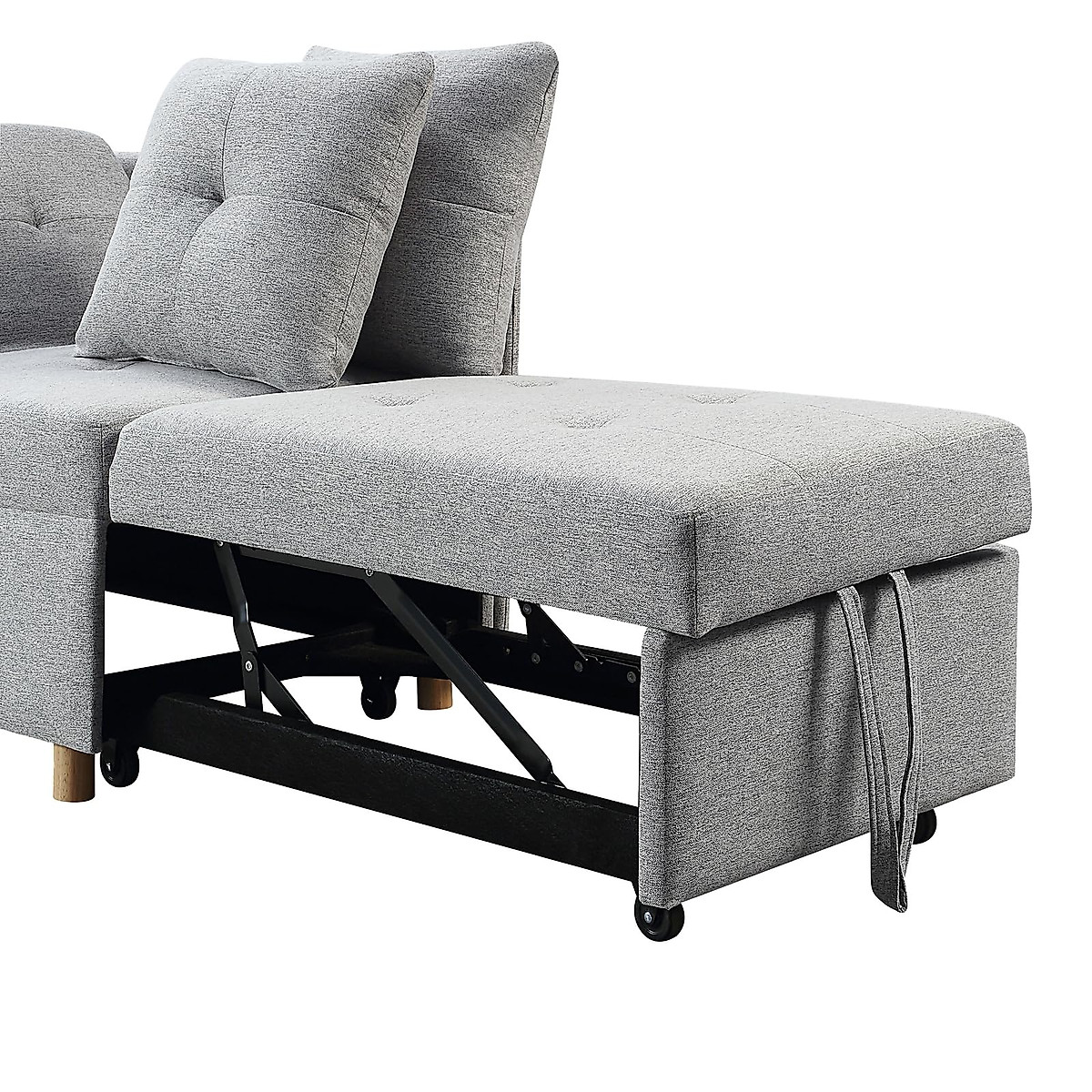 Sofa Bed, 4 in 1 Multi-Function Sofa Bed, Folding Ottoman with 2 Pillows, Linen Convertible Chair Adjustable Backrest, Sofa Bed Sleeper Chair Modern Sleeper Sofa Bed for Living Room, Small Apartment L