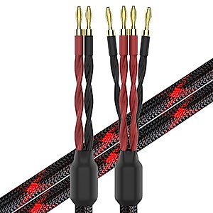 k4B-2B Bi-Wire Speaker Cable (2 Banana Plugs - 4 Banana Plugs), 1pair Set (Total 12banana Plugs), k4B-2B (3M(9.8ft))