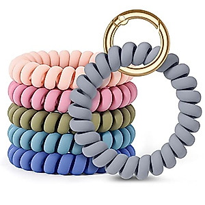 6PCS Stretchable Wristband Wristlet Keychain Wrist Key Chain Wristlet,Spring Flexible Spiral Wrist Coil ​Wrist Band Bracelet Key Holder Spring O Ring for Sauna Gym Pool ID Badge and Outdoor Sports