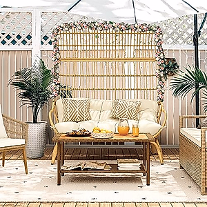 YITAHOME Outdoor Double Egg Chair for 2 Person, Wicker Patio Large Basket Chair with 526lbs Capacity, All-Weather Oversized Egg Lounger Chair for Indoor Living Room Outside Balcony Backyard - Beige