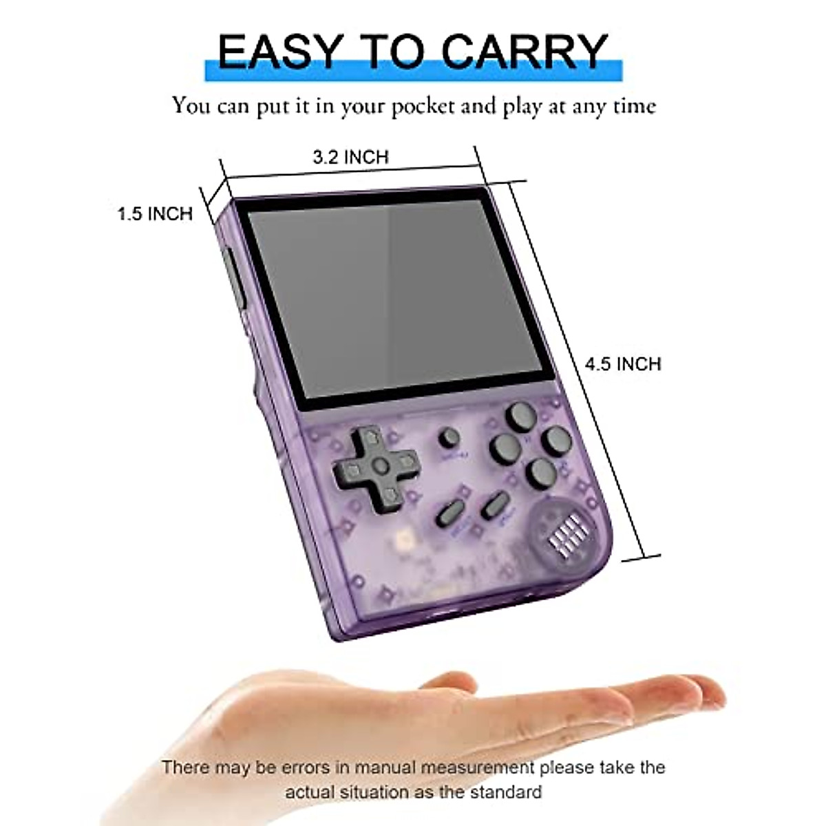 Anbernic RG35XX Handheld Game Console Retro Games Consoles with 3.5 Inch IPS Screen 64G TF Card 5474 Classic Games 2100mAh Battery Support Linux, HDMI and TV Output Purple