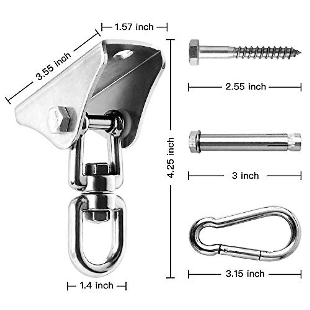 EXCELFU Hammock Hanging Kit, 1000 lb Capacity Heavy Duty 360° Rotate Swing Hangers Suspension Hooks for Swing, Chair, Yoga, Multiple Indoor Outdoor Gym