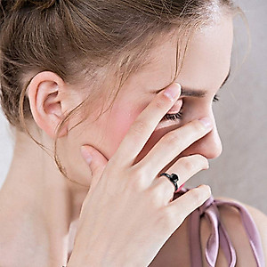 Jeulia Black Rings for Women Mens 925 Sterling Silver Solitaire Black Diamond Rings Bridal Set Wedding Engagement Anniversary Promise (8.5(U.S))