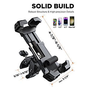 JOYROOM Motorcycle Phone Mount, [Fastest Visualize Lock][150mph Wind Anti-Shake] Bike Phone Holder with Easy Install Handlebar Clamp, fits for Bicycle Scooter ATV/UTV, Fit for iPhone & All Phones