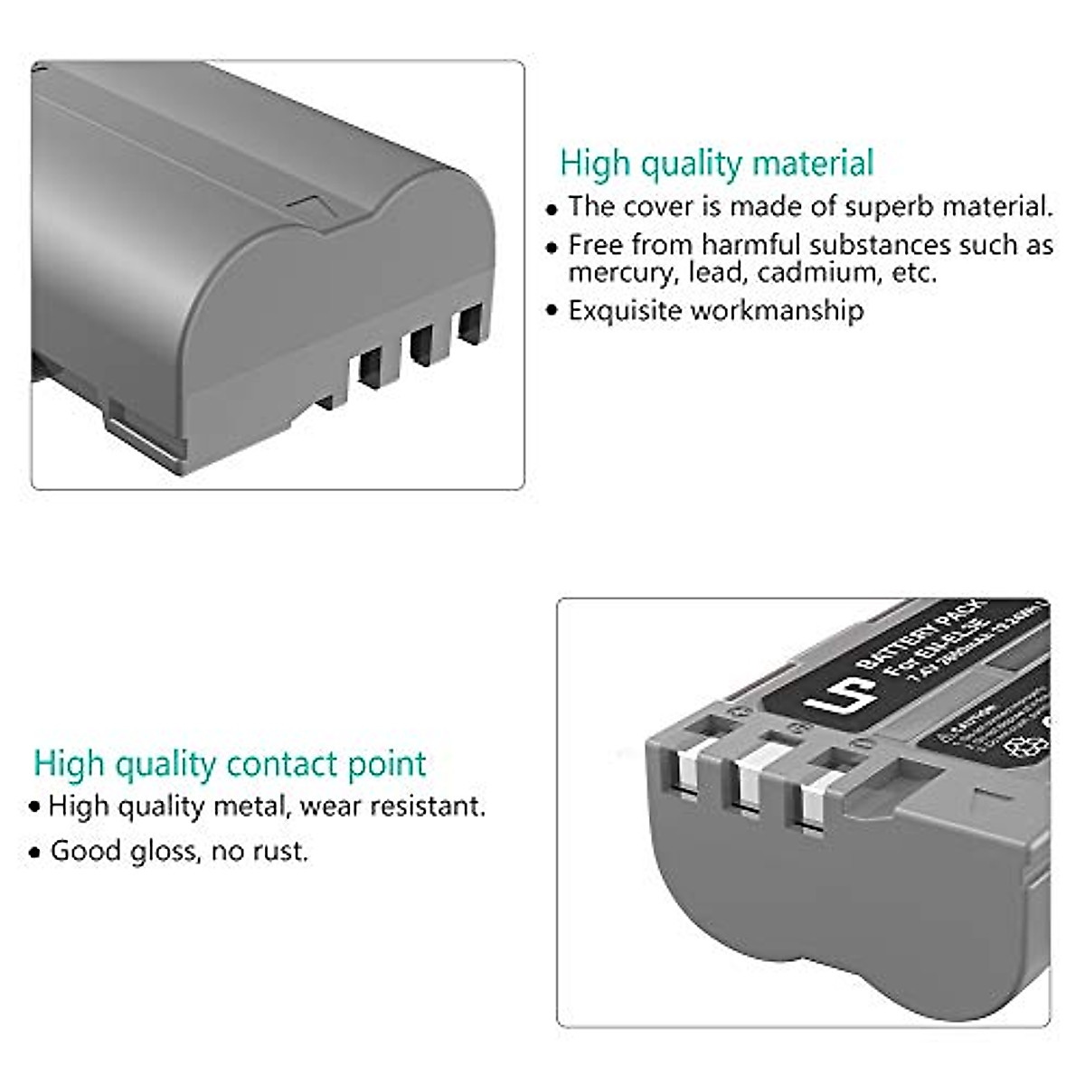 EN-EL3e Battery Pack, LP 2-Pack Battery, Replacement for Nikon EN-EL3, El3e, El3a, Compatible with Nikon D50, D70s, D80, D90,D100, D200, D300s, D700 MH-18, MH-18a, MH-19, MB-D200, MB-D10 Series & More