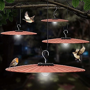 Bird Feeder Baffle with Solar Lamp, Wide Diameter Hummingbird Feeders Covers,Weather Guard Protect Feed from Sun and Bird Seed Dry,for Hanging Bird Feeders Guard-13inches