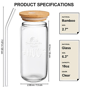 Get Well Soon Gifts for Women, After Breast Cancer Surgery Gifts for Women, Sick Gifts, Feel Better Gifts for Women, Thinking of You Gifts, Sending You a Big Hug Glass with Straw Gift Mother Day