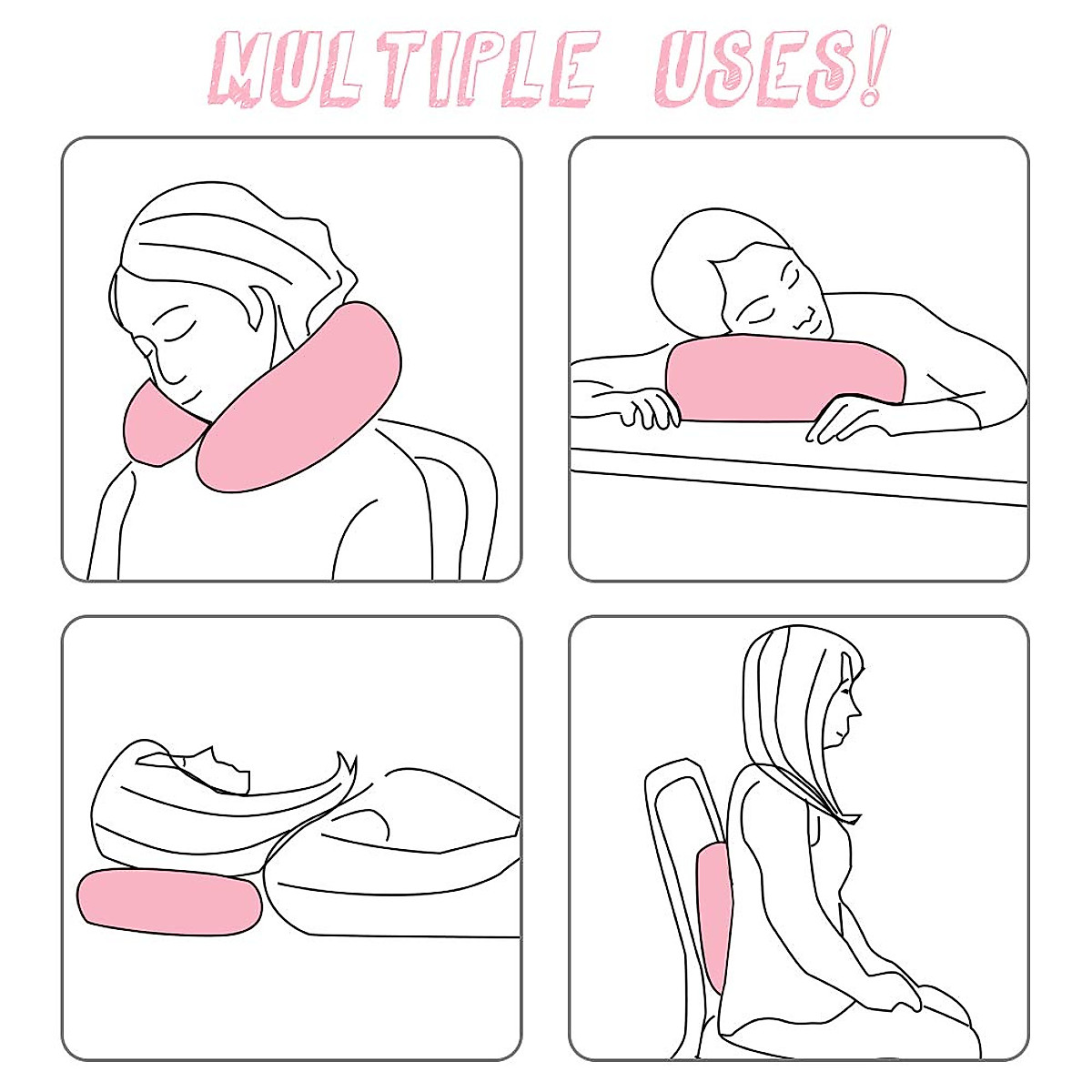 Kids Travel Pillow, Unicorn Neck Pillow for Traveling with Eye Mask, Toddler Neck Pillow, Kids Airplane Travel Essentials Road Trip Must Have, Cute Car Seat Headrest Pillow for Adult Child (Pink)