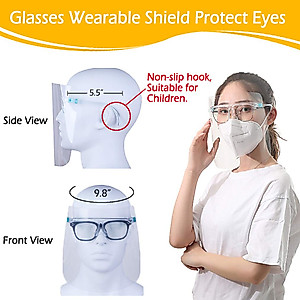T WILKER 3Pcs Unisex Safety Goggle Shield Reusable Face Shield Visor Facial Cover for Women Men Washable Transparent Anti-Fog Eyes Protection