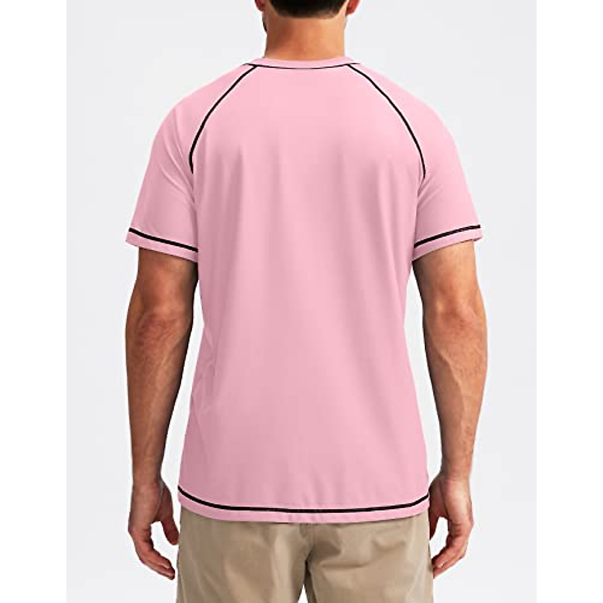 Pudolla Men's Swim Shirts Rash Guard Shirts for Men UPF 50+ Sun Protection T-Shirts Quick Dry Beach Surf Water Shirt Pink XXXXL
