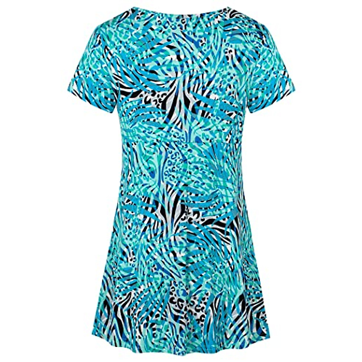 Tencole Womens Blouses and Tops Dressy Summer Tunic Tops Round Neck Cyan
