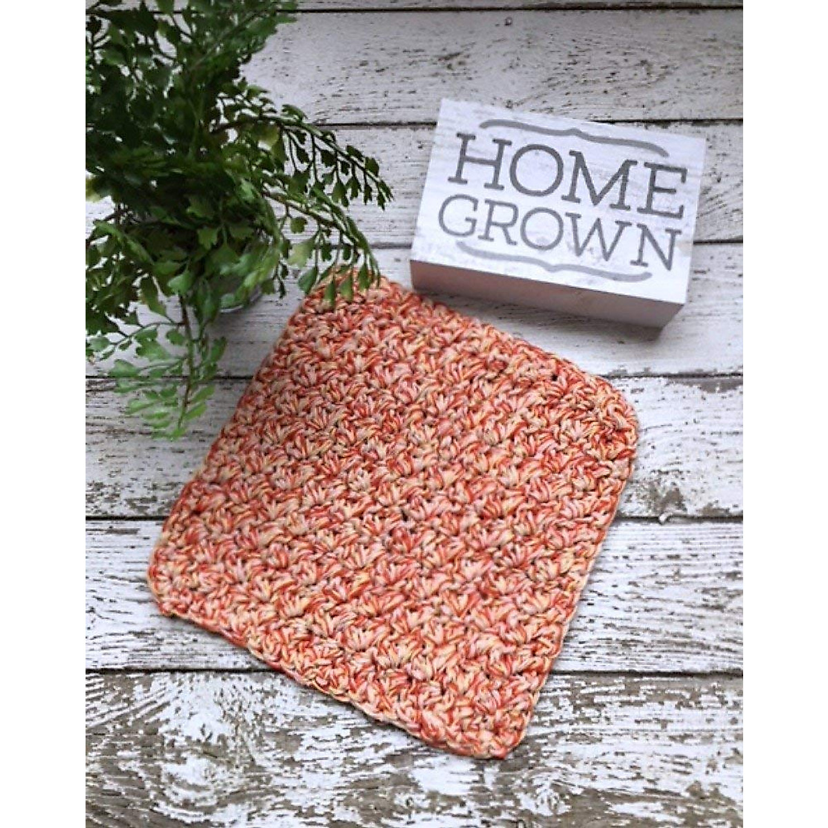 Crochet Kitchen Dish Cloths Fall Harvest Green Beige Orange Yellow Wash Cloth Crochet Cotton Dishcloths Set of 3