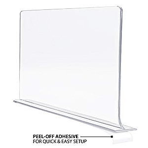 Sorbus Acrylic Adhesive Shelf Divider Organizers, w/Self Adhesive Tape, Great for Closet Organization, Clothes, Linens, Purse Separators, Kitchen Cabinets, Bedroom, 6-Pack, Clear (11x1x8)