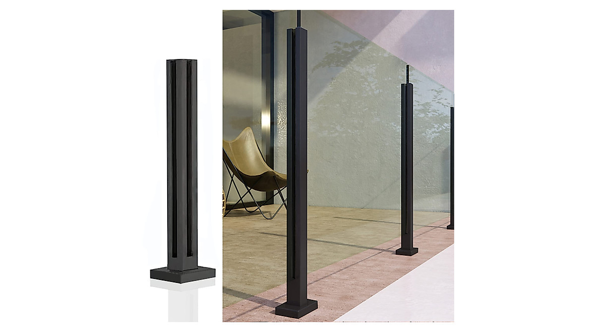 Glass Balustrade Corner Post - Stainless Steel Black Railing Post for ...