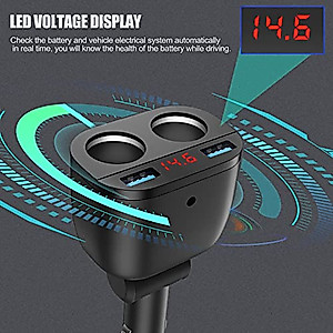 GemCoo Cigarette Lighter Splitter, 100W Cigarette Lighter Adapter with 2 Sockets Car Charger Adapter for iPhone iPad Android Samsung GPS Dash Cam DVD Player